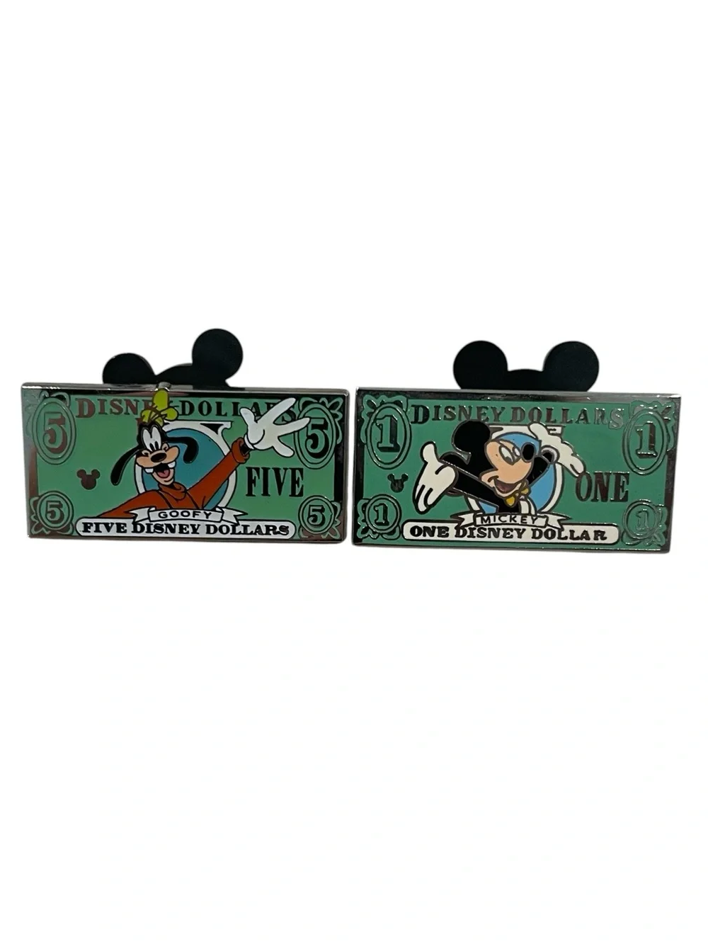 Disney | Other | Disney Pins Set Of 2 Goofy 5 Dollar Bill And Mickey ...